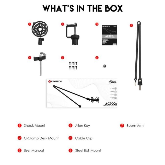 Jual FANTECH AC902S MICROPHONE BOOM ARM Stand Mic Meja Adjustable ...