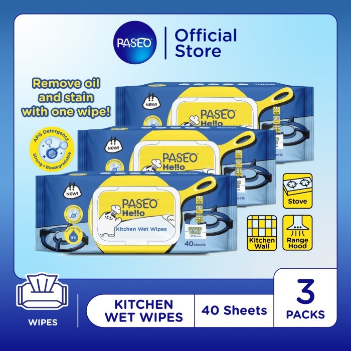 Jual Paseo Hello Kitchen Wet Wipes Cleaning Tissue / Tisu Basah Dapur ...