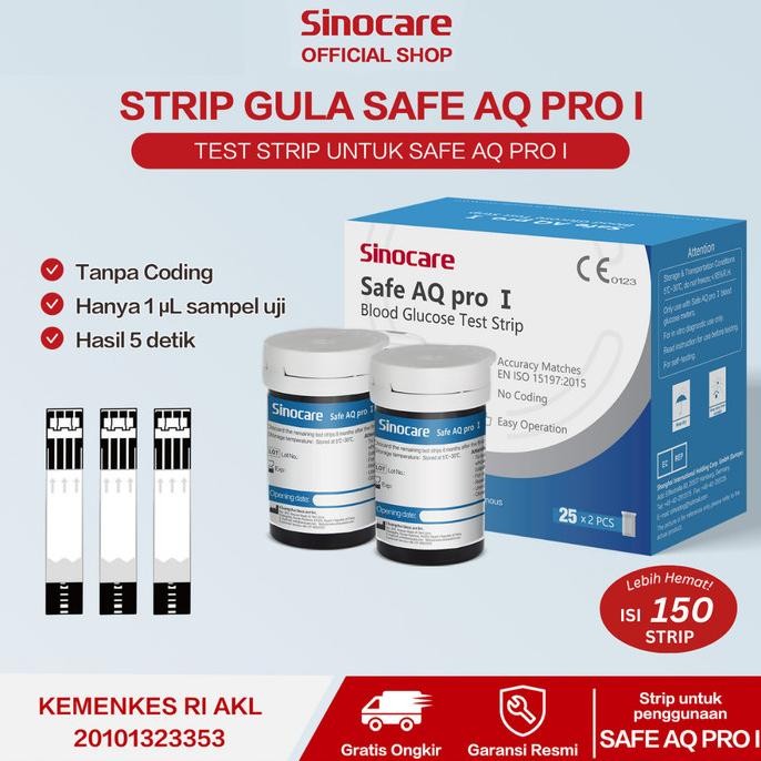 Jual Sinocare Safe Aq Pro I Strip Uji Gula Darah (150 Strip Only ...