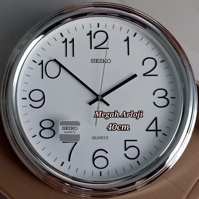 Jual Jam Dinding Seiko 40Cm Silent Sweep/Detak Silver Putih BERMUTU ...