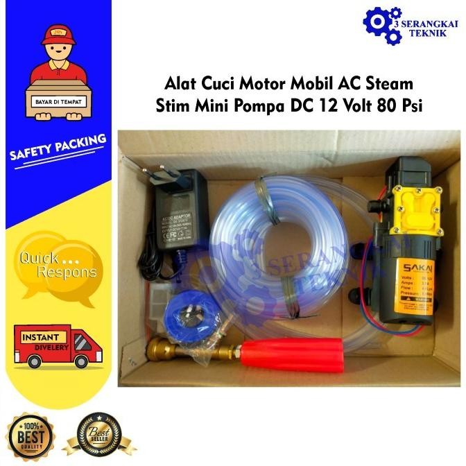 Jual Alat Cuci Motor Mobil AC Steam Stim Mini Pompa DC 12 Volt 80 Psi ...