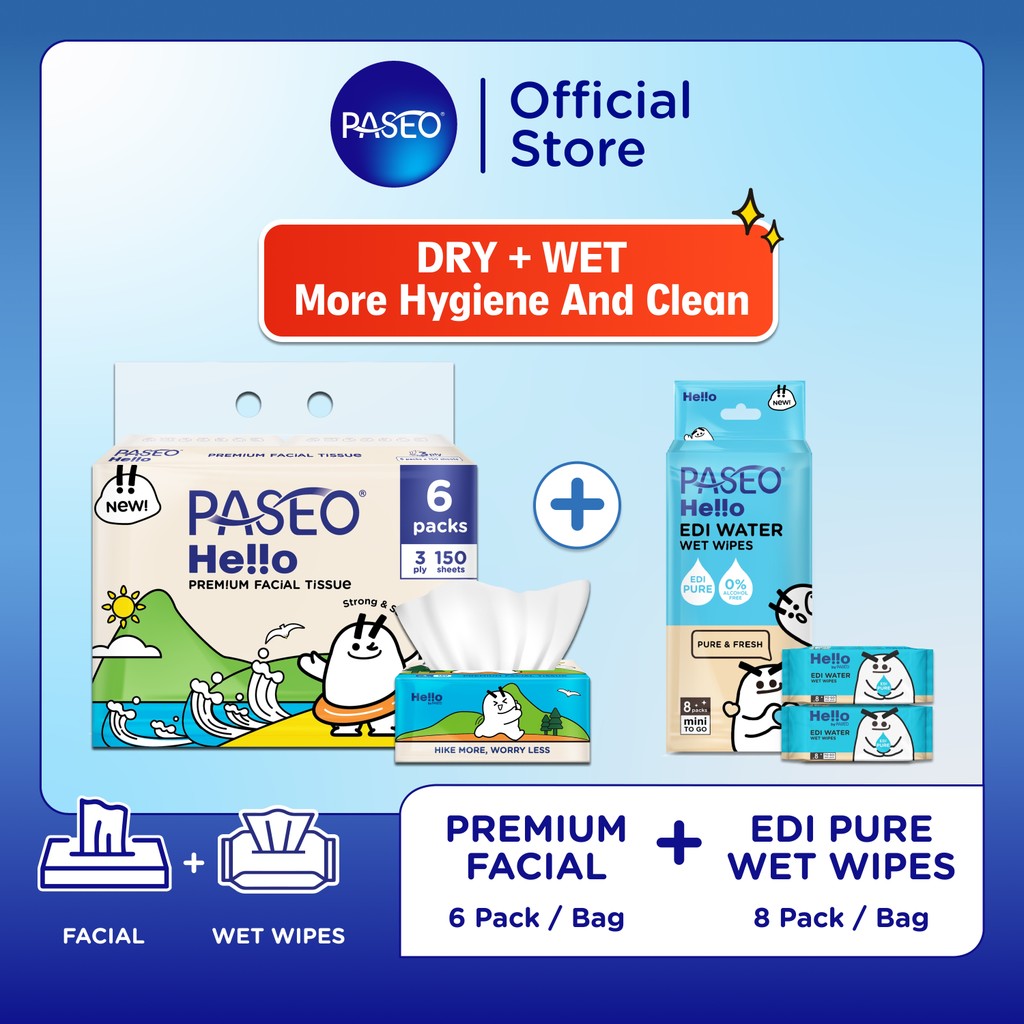 Jual BUNDLE - Paseo Hello Premium Facial Soft Pack Tissue & EDI Pure ...