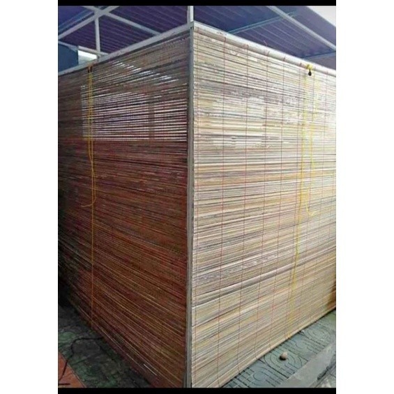 Jual Produkk baruu ! tirai bambu krey outdoor kilit bambu sawit uk 2x3m pull set tali dn ...