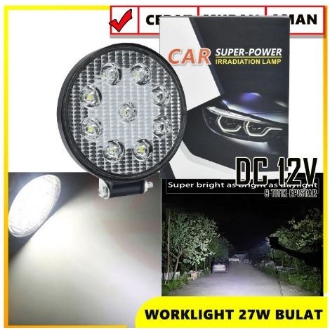Jual Lampu Sorot Worklight Led Bulat 27W Lampu Tembak 9 Mata Motor Mob ...