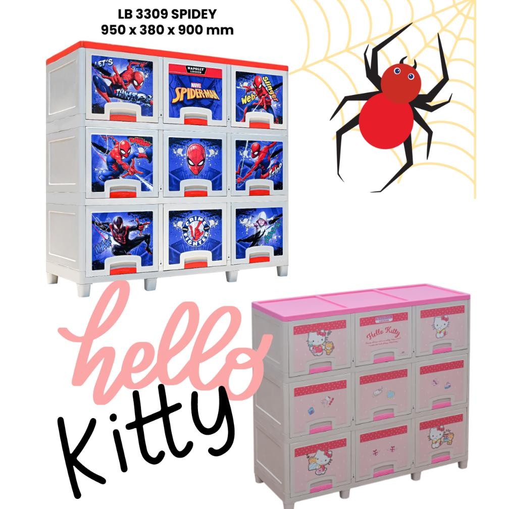 Jual Lemari Plastik Pintu Sliding Napolly Triple 9 Pintu Susun 3 Locker ...