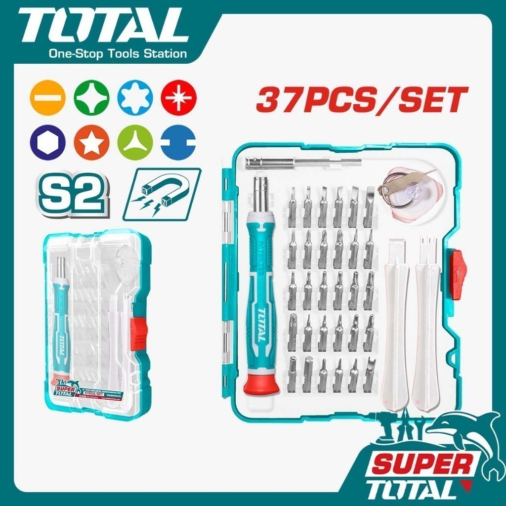 Jual TOTAL 37 Pcs Precision Screwdriver Set / Set Obeng Presisi 37 Pcs ...