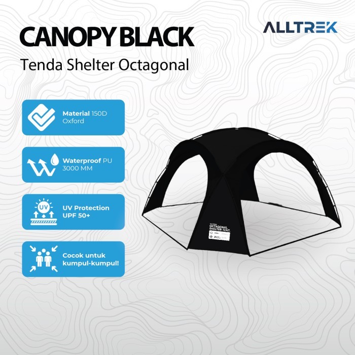 Jual ALLTREK Tenda Canopy Black Pop Up Octagonal Shelter Tent Outdoor ...