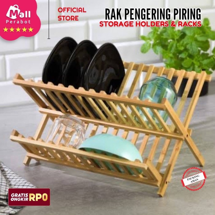 Jual Mall Perabot Rak Pengering Piring Bambu Foldable Dish Rack ...