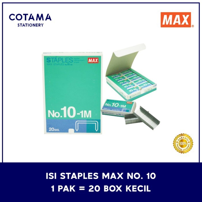 Jual Isi Staples Max No. 10-1M Original - 1 pack isi 20 box | Shopee ...