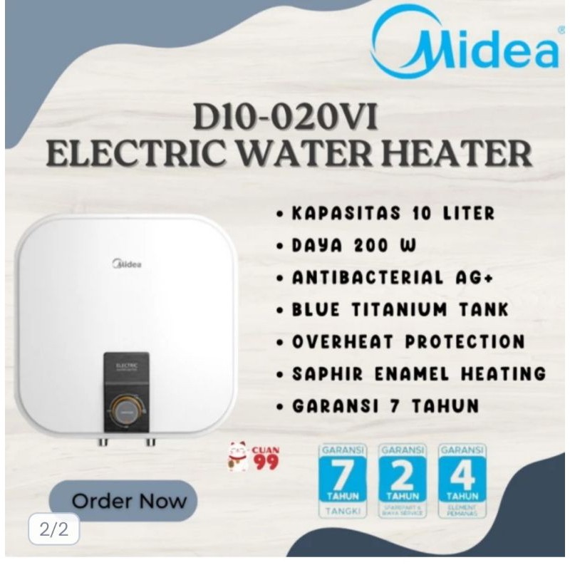 Jual Water heater Midea 10 liter 200 wat D10 020VI Garansi Resmi | Shopee Indonesia