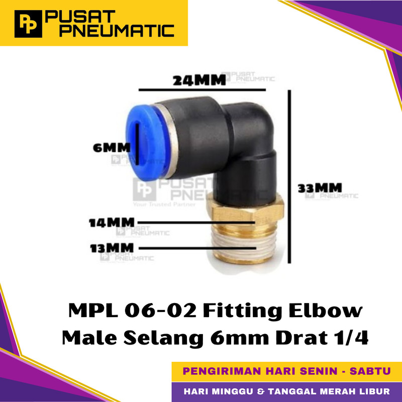 Jual MPL 6-02 One Touch Male Thread Elbow Fitting Slip Lock Socket Push ...