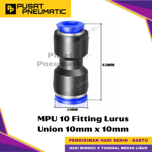 Jual MPU 10 One Touch Union Straight Fitting Slip Lock Socket Push In Connector Nipple Nepel ...