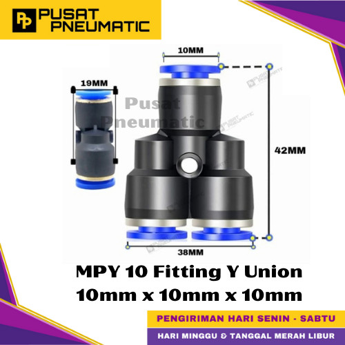 Jual MPY 10 One Touch Union Y Fitting Slip Lock Socket Push In ...