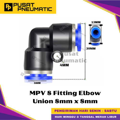 Jual MPV 8 One Touch Union Elbow Fitting Slip Lock Socket Push In Connector Nipple Nepel Fitting ...