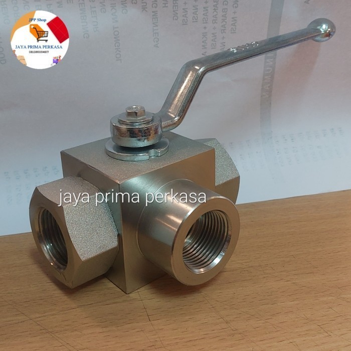 Jual Ball Valve 3 way Hydraulic 1/2" inch Pn500 Bar / Stop kran Three way | Shopee Indonesia