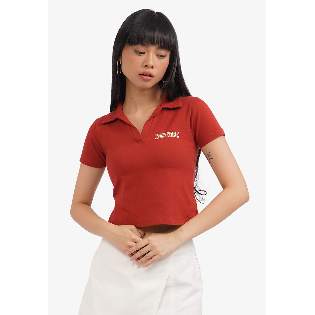 Jual Colorbox Short Sleeve Graphic Polo Shirt Terracotta Shopee Indonesia 6465