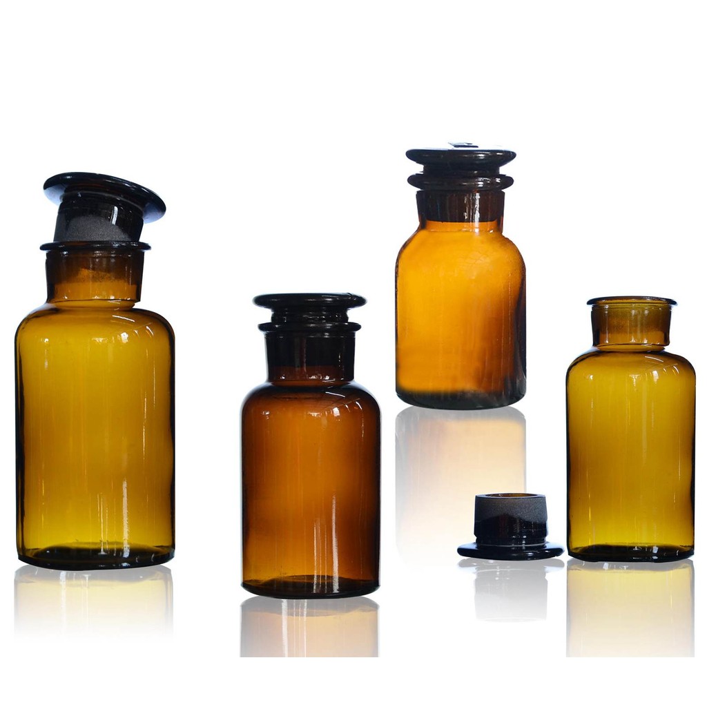 Jual Brown Color Glass Jar Wide Mouthed Reagent Bottle Chemical ...