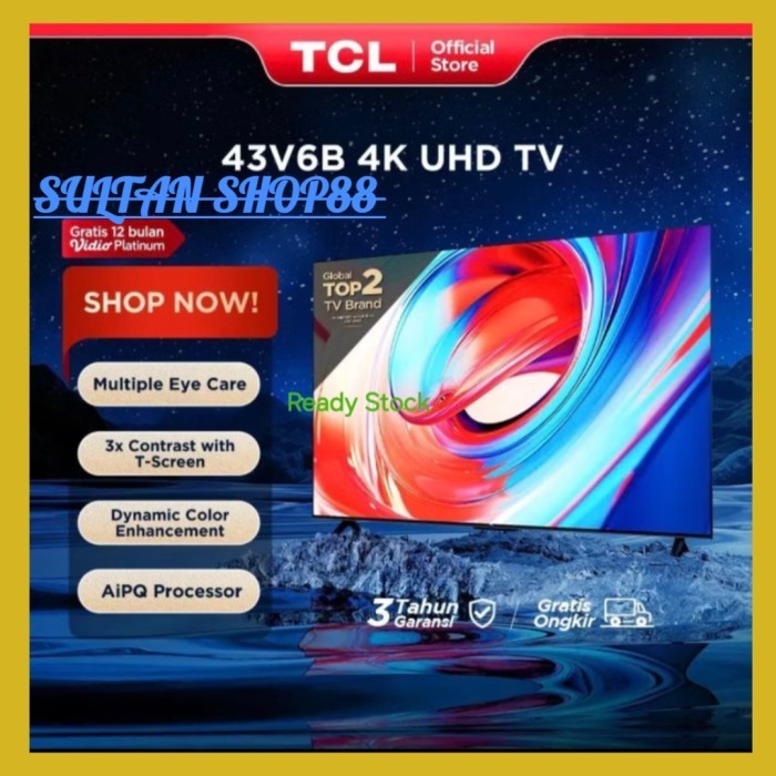 Jual Tcl Led Tv 43V6B Google Tv 43 Inch 4K Uhd T-Screen Dolby Audio Hdr 10 I Tcl 43V6B Google Tv ...