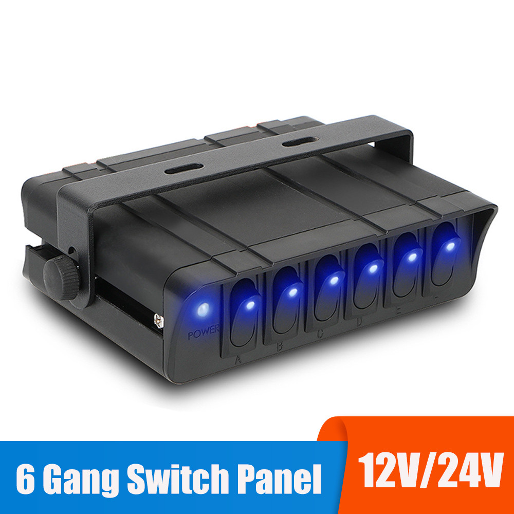Jual 24V 12V 6 Gang Switch Panel Box Light Togg LED Indicator | Shopee ...