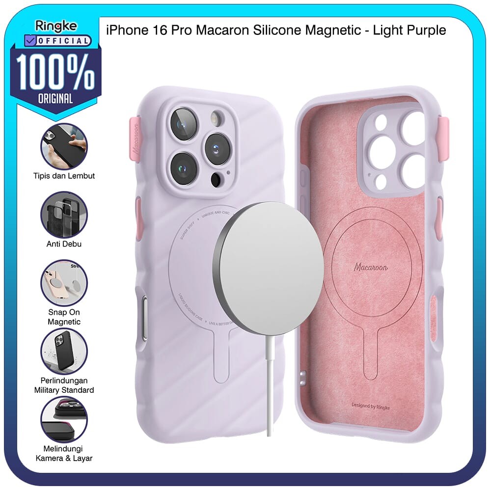 Jual Ringke iPhone 16 Pro Macaron Silicone Magnetic Light Purple Case ...