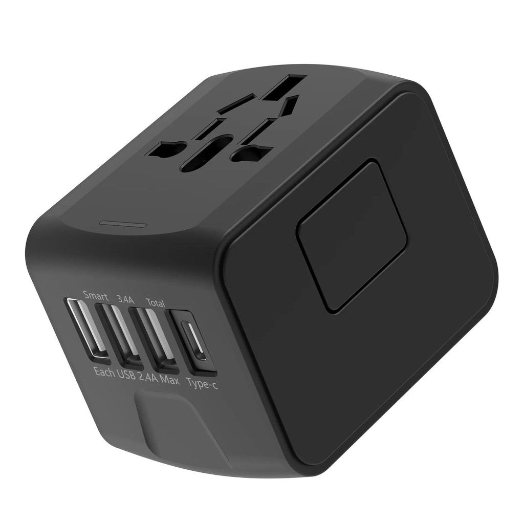 Jual International travel adapter with 3 USB and Type C power adapters ...