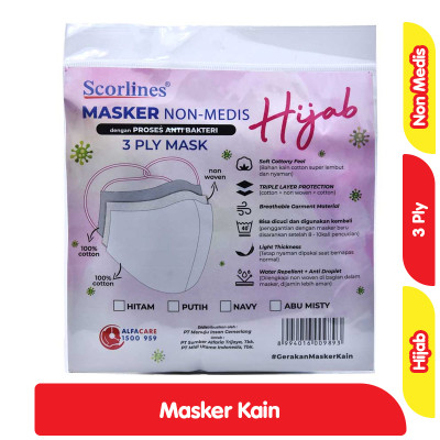 Jual Scorlines Masker Kain Non Medis Hijab Head Loop 3 ply | Shopee ...