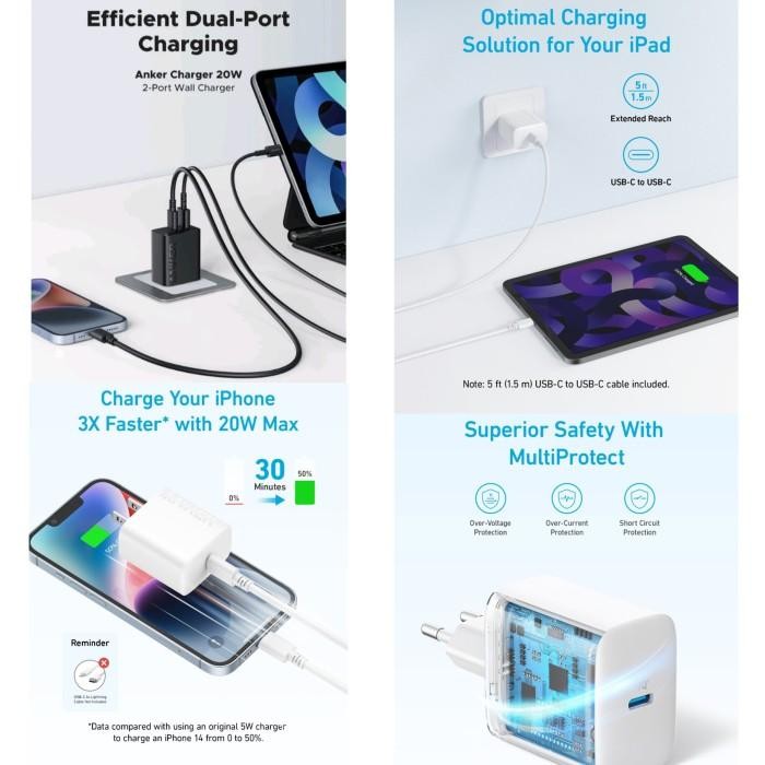 Jual Anker Charger Pd 20W Fast Charge Ip Ipad A2348/A2347/A81B5/A81F5/A81H5 | Shopee Indonesia