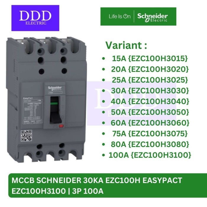 Jual Bebas Repot Mccb Schneider Easypact Ezc100H 3 Phase 3P 15A 20A 25A 30A 40A 50A 60A 75A 80A ...