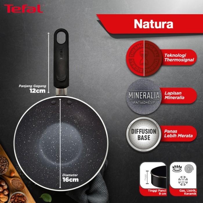 Jual TEFAL NATURA PANCI 16 CM WAJAN ANTI LENGKET PENGGORENGAN WOKPAN | Shopee Indonesia