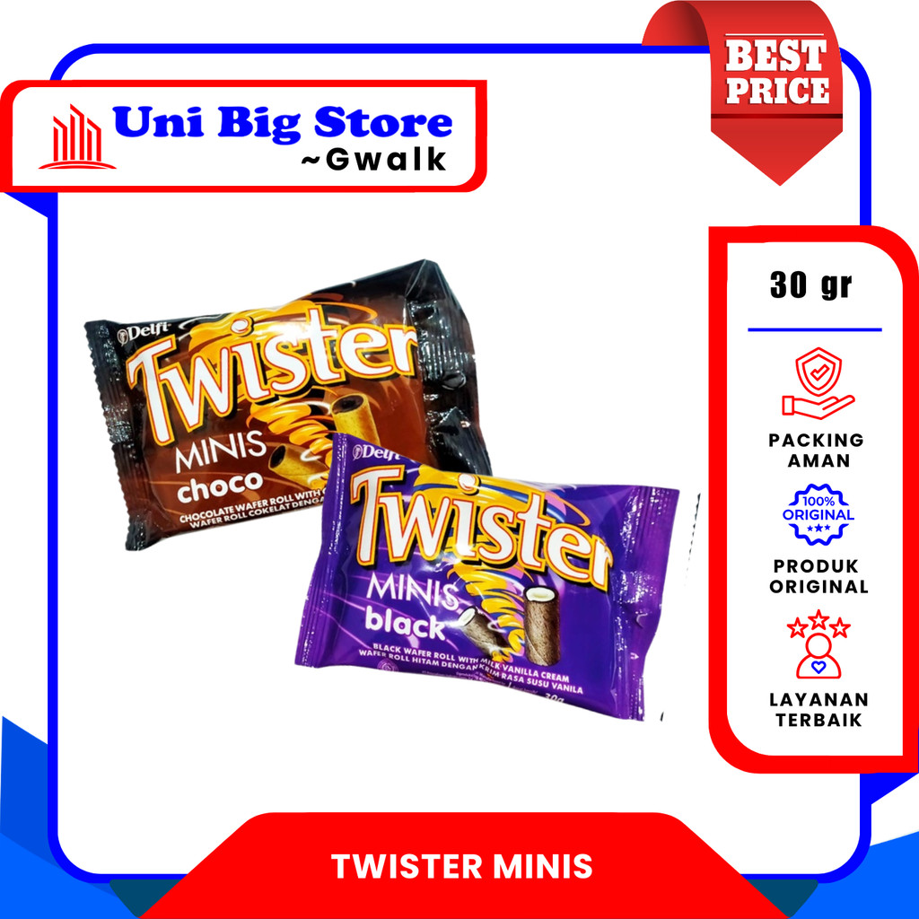 Jual DELFI TWISTER MINIS WAFER ROLL BLACK - CHOCO SACHET - 30 gr ...