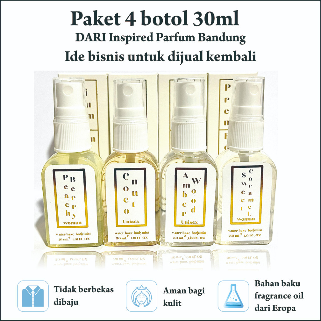 Jual Paket 4 botol 30ml BODYMIST dari Inspired Parfum Bandung (diskon ...