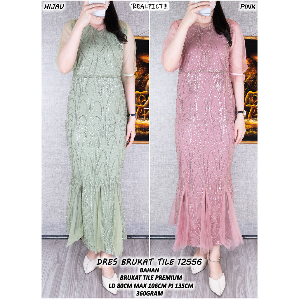 Jual DRES BRUKAT TILE 12556 (READY STOK) | Shopee Indonesia