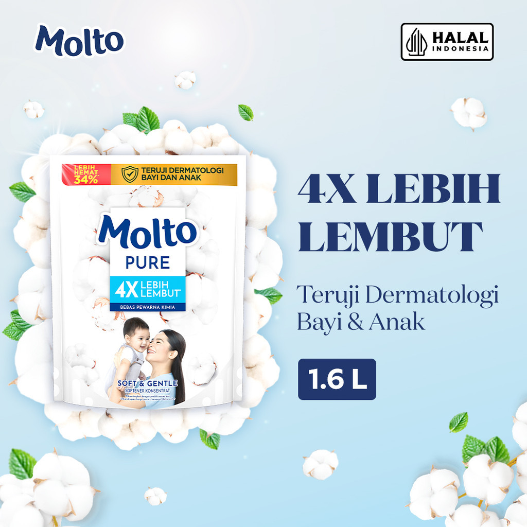 Jual Molto Pelembut & Pewangi Pakaian Bayi Softener Konsentrat Pure Soft & Gentle 1.6L | Shopee ...