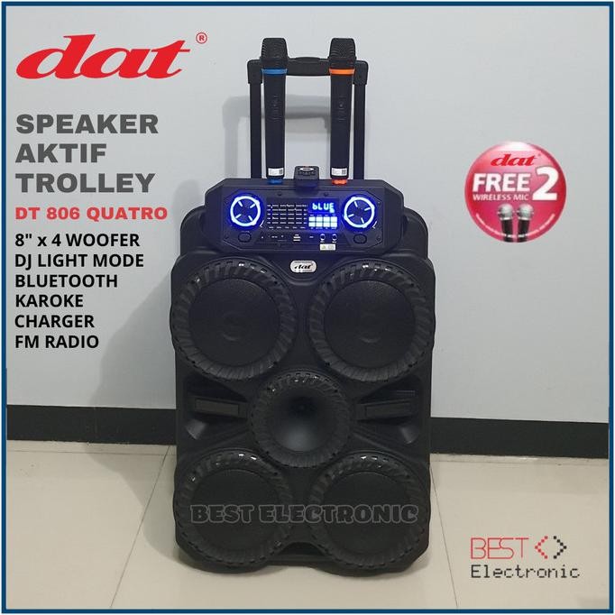 Jual SPEAKER AKTIF PORTABLE 8 INCH DAT DT 806 QUATRO BLUETOOHT TROLLEY ...