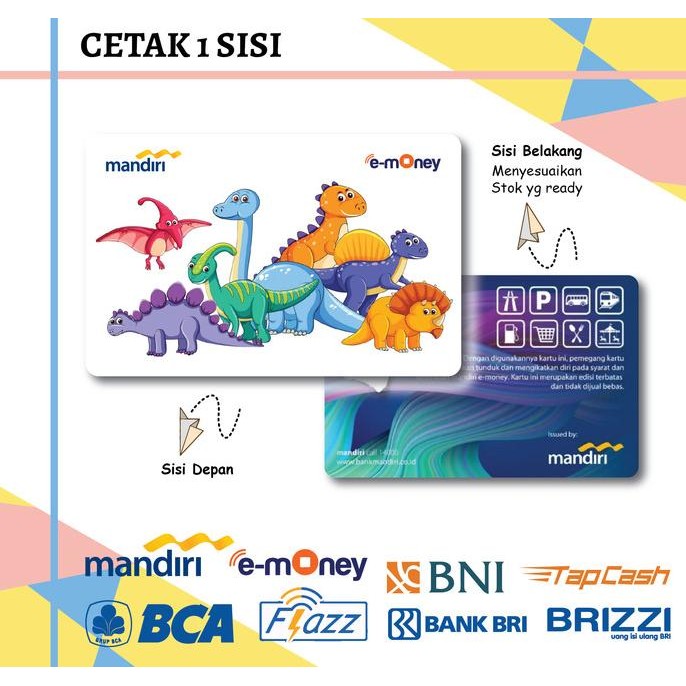 Jual Produk Baru!! Kartu Emoney Mandiri Kartun Gambar Dinosaurus 1 sisi ...