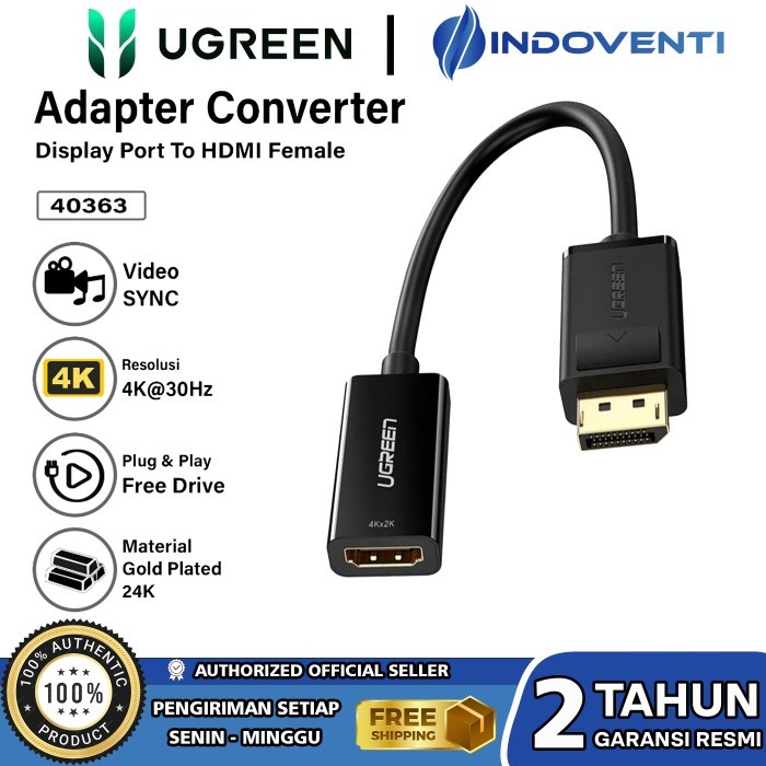 Jual UGREEN DisplayPort to HDMI Adapter 4k Converter Laptop Ke TV 40363 ...
