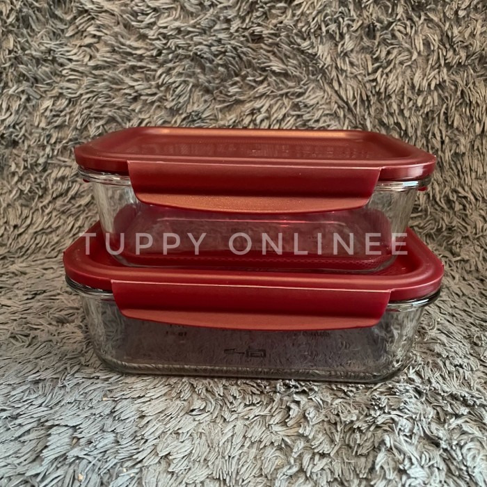 Jual Tupperware Premiaglass Set - Maroon Toples | Shopee Indonesia