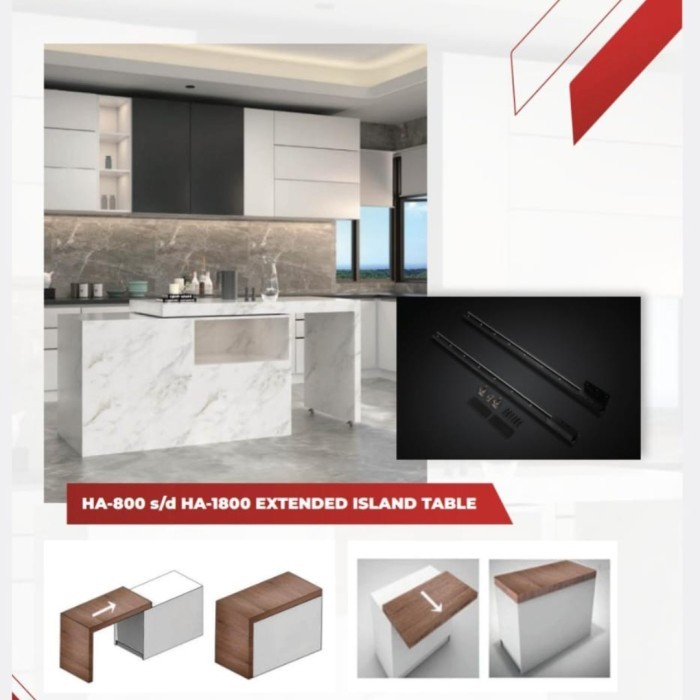 Jual Rel Sliding Meja dapur geser HARFIT EXTENDED TABLE ISLAND | Shopee ...