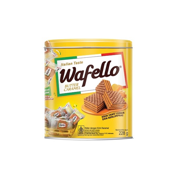 Jual ROMA WAFELLO WAFER CARAMEL CAN 228 GR | Shopee Indonesia