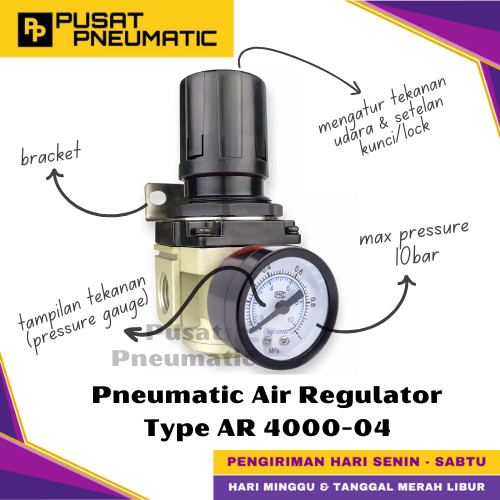 Jual AR 4000 04 Pneumatic Air Pressure Relief Control Regulator ...