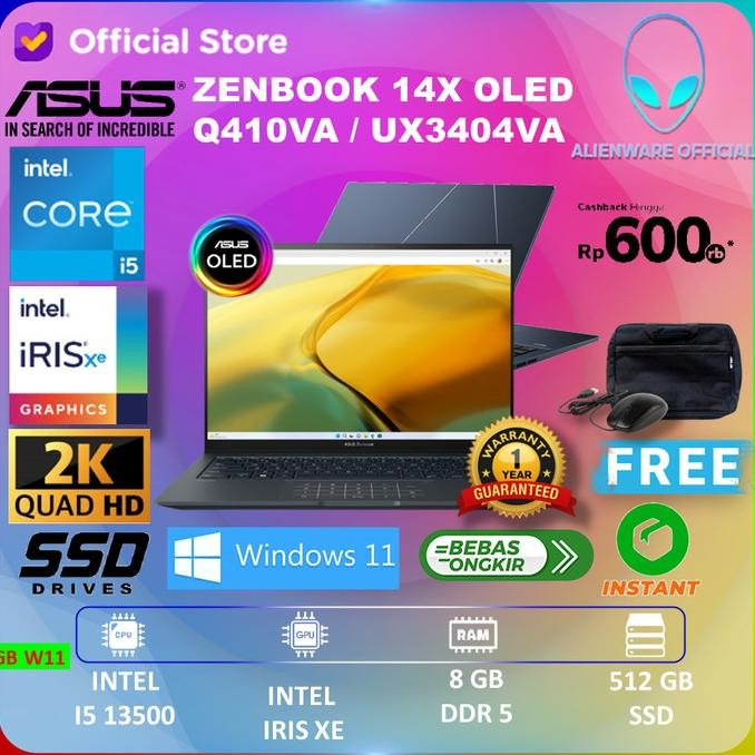 Jual Asus Zenbook Q410Va Ux3404Va Oled I5 13500 8Gb 512Gb Ssd W11 14" 2 ...