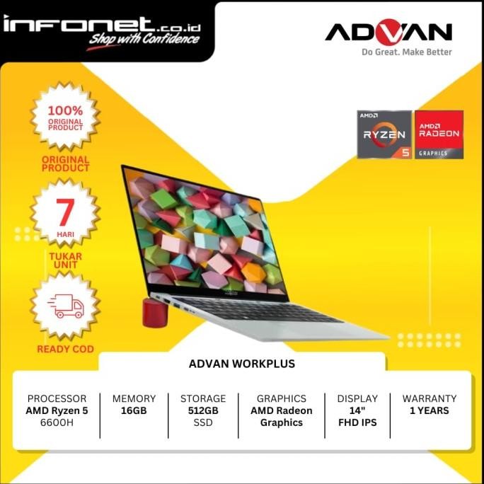Jual Advan Workplus Ryzen 5 6600H 16Gb 512Gb Ssd 14 Fhd Ips W11 ...