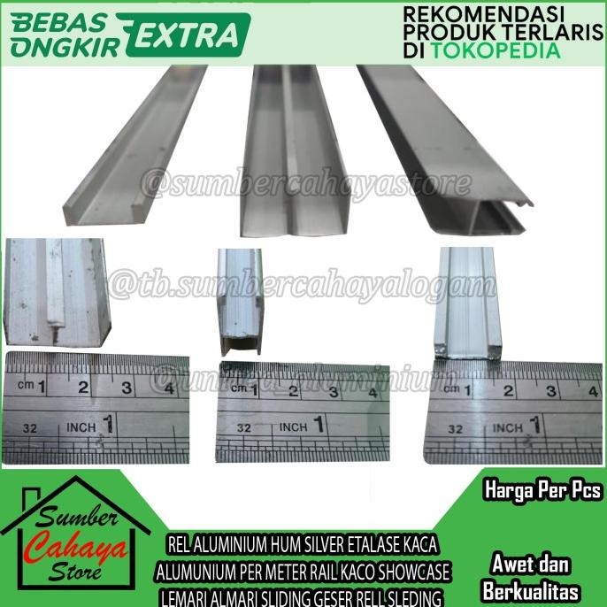 Jual Rel aluminium etalase H U M rak lemari kaca pintu geser sliding ...