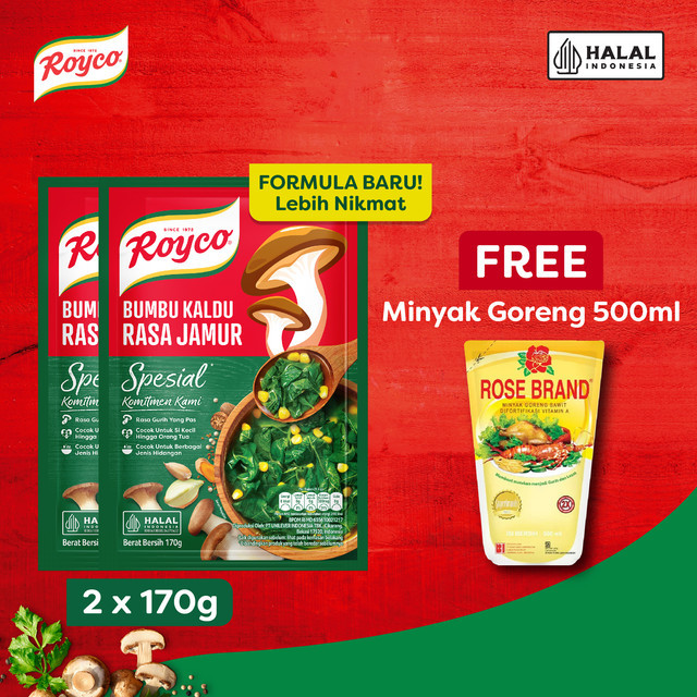 Jual Beli 2 Royco Kaldu Jamur 170g GRATIS Minyak Goreng 500ml | Shopee Indonesia