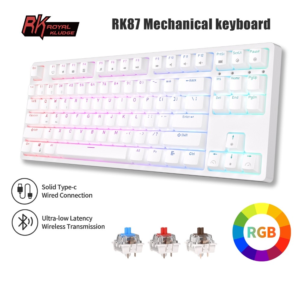 Jual Royal Kludge Rk87 87 Tombol Hot Swappable Kabel Rgb Backlit 3Mode ...