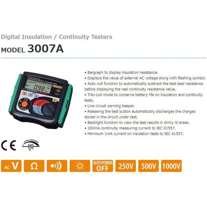 Jual KYORITSU 3007A MEGER DIGITAL INSULATION CONTINUITY TESTER MEGGER ...