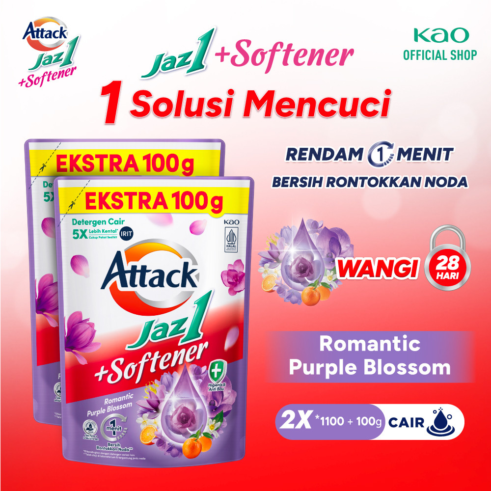 Jual Attack Jaz1 Deterjen Cair + Softener Sabun Cuci Baju Romantic ...