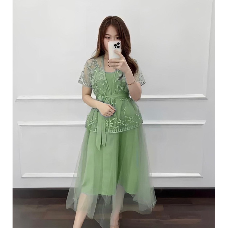 Jual Dreaa Selutut Kondangan Casual Pakian Natal Cewe Mewah Elegan Dres ...