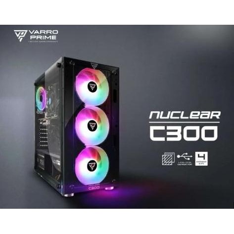 Jual Varro Prime Nuclear C300 - Tempered Glass Gaming Case 3 Fan Blue ...