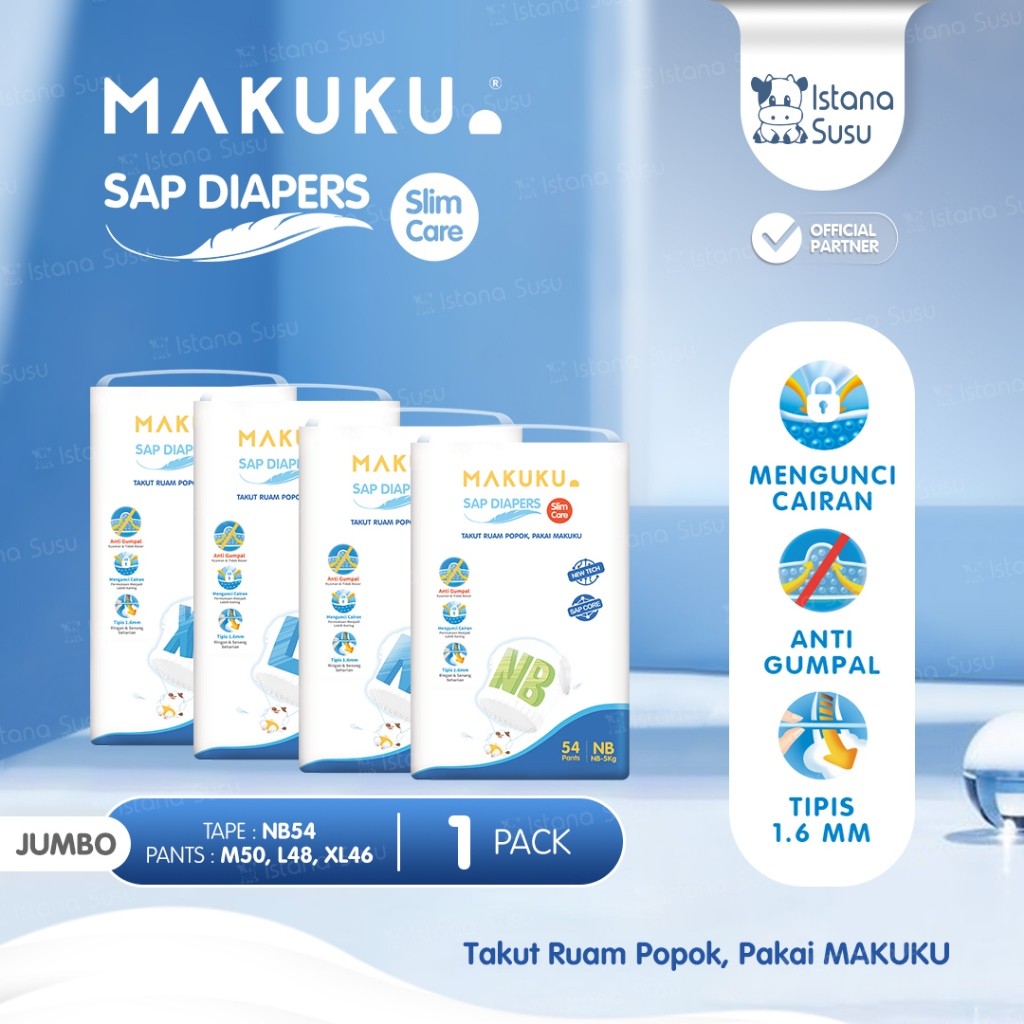 Jual Makuku SAP Diapers Slim Care Tape/Pants Ukuran Besar NB/S/M/L/XL/XXL | Shopee Indonesia